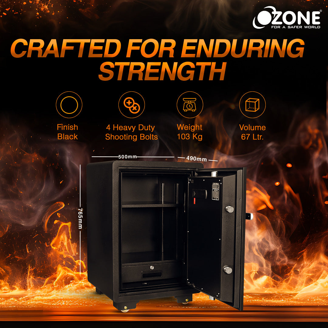 Ozone Fire Warrior- 77 | Biometric Fire-resistant Safe | 67 Litres