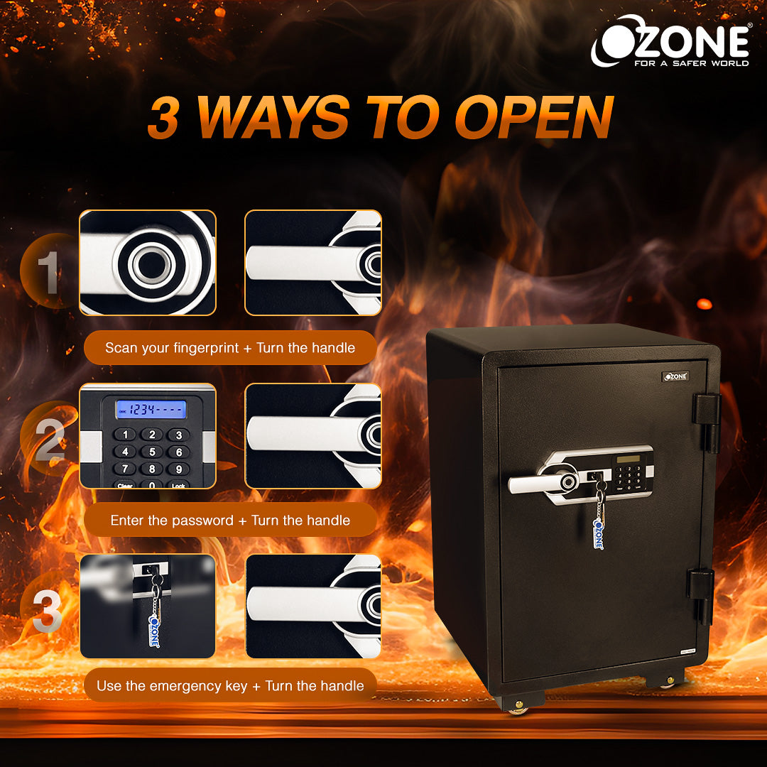 Ozone Fire Warrior- 77 | Biometric Fire-resistant Safe | 67 Litres
