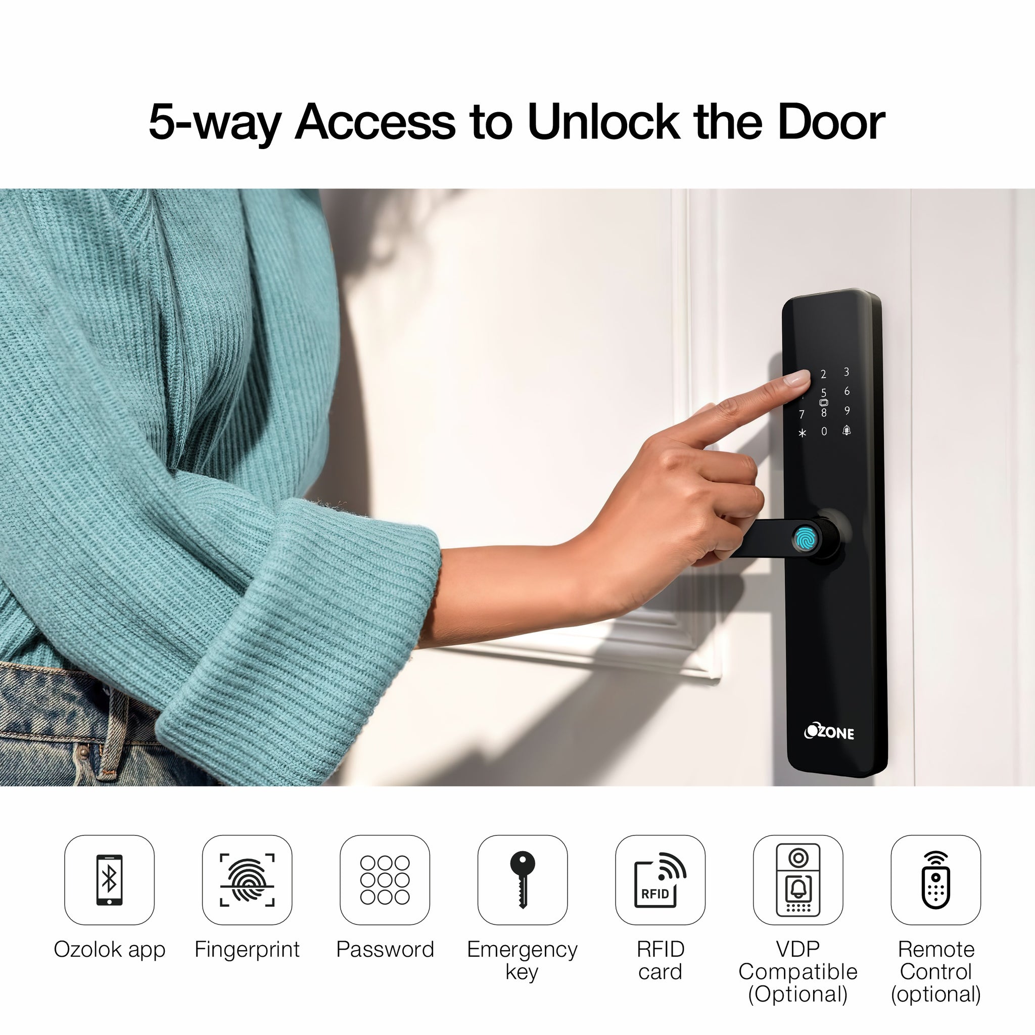 Ozone IRIS 11 Smart Digital Door Lock – Sleek Black